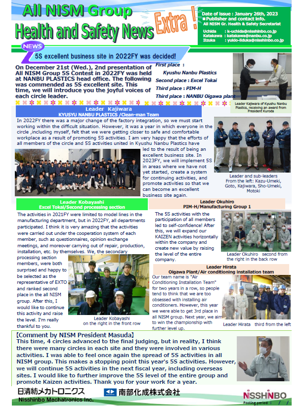 Promoting Occupational Accident Prevention | Sustainability | Nisshinbo ...